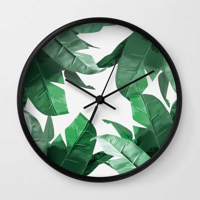 Tropical Palm Print Wall Clock by Tamsin Lucie | Society6
