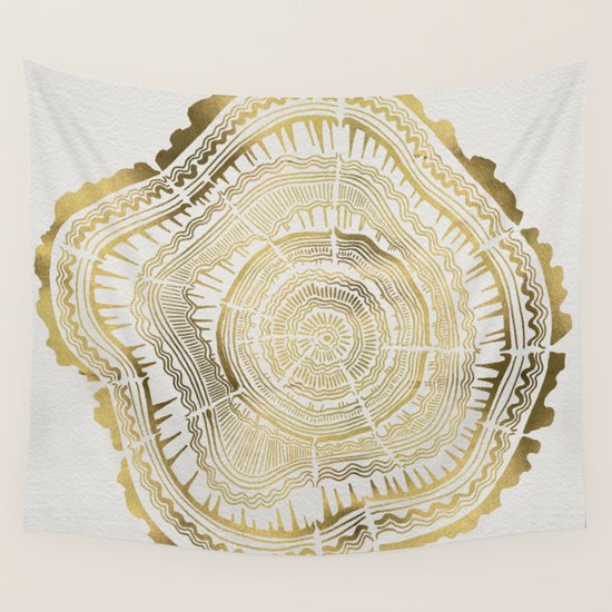 Gold Tree Rings Wall Tapestry by Cat Coquillette | Society6