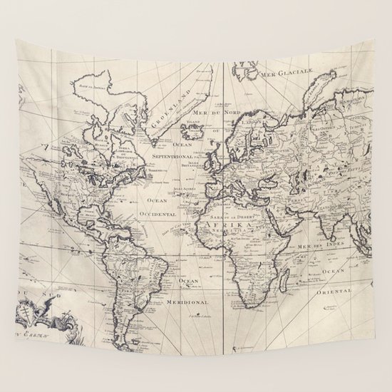 Vintage Map of The World (1750) Wall Tapestry by BravuraMedia | Society6